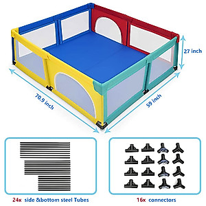 Baby Playpen, Play Pen,Playpen for Babies and Toddlers,Play Yard for Baby, Baby Playard with Safety Gates/ Ocean Balls/Toddler Handle