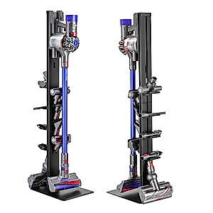 Mount Plus HAB2-S Premier Aluminum Storage Stand Made for Dyson V15 V12 V11 V10 V8 V7 V6 Cordless Stick Vacuum Cleaner | Stable Metal Storage Bracket Organizer Rack with 8 Hooks