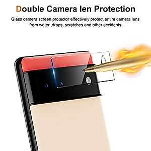 [2+2] Pack Privacy Screen Protector Compatible for Google Pixel 6 5G with Camera Lens Protector, [Not Support Fingerprint Unlock] 9H Hardness Tempered Glass, Bubble Free, Scratch Resistant