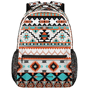 Aztec Backpack Ethnic Geometric Western Style Laptop Computer Backpacks Waterproof College School Bookbag Casual Travel Hiking Camping Daypack for Women Men Teens Boys Girls