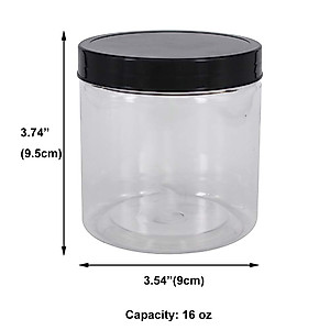 12 Pack 16 oz Plastic Jars With Lids, Extra Labels, 1 Pen, Clear PET Seal Jar for Food Storage,Wide Opening Storage jar For Dry Food, Peanut, Powder, Kitchen & Craft Storage by ZMYBCPACK