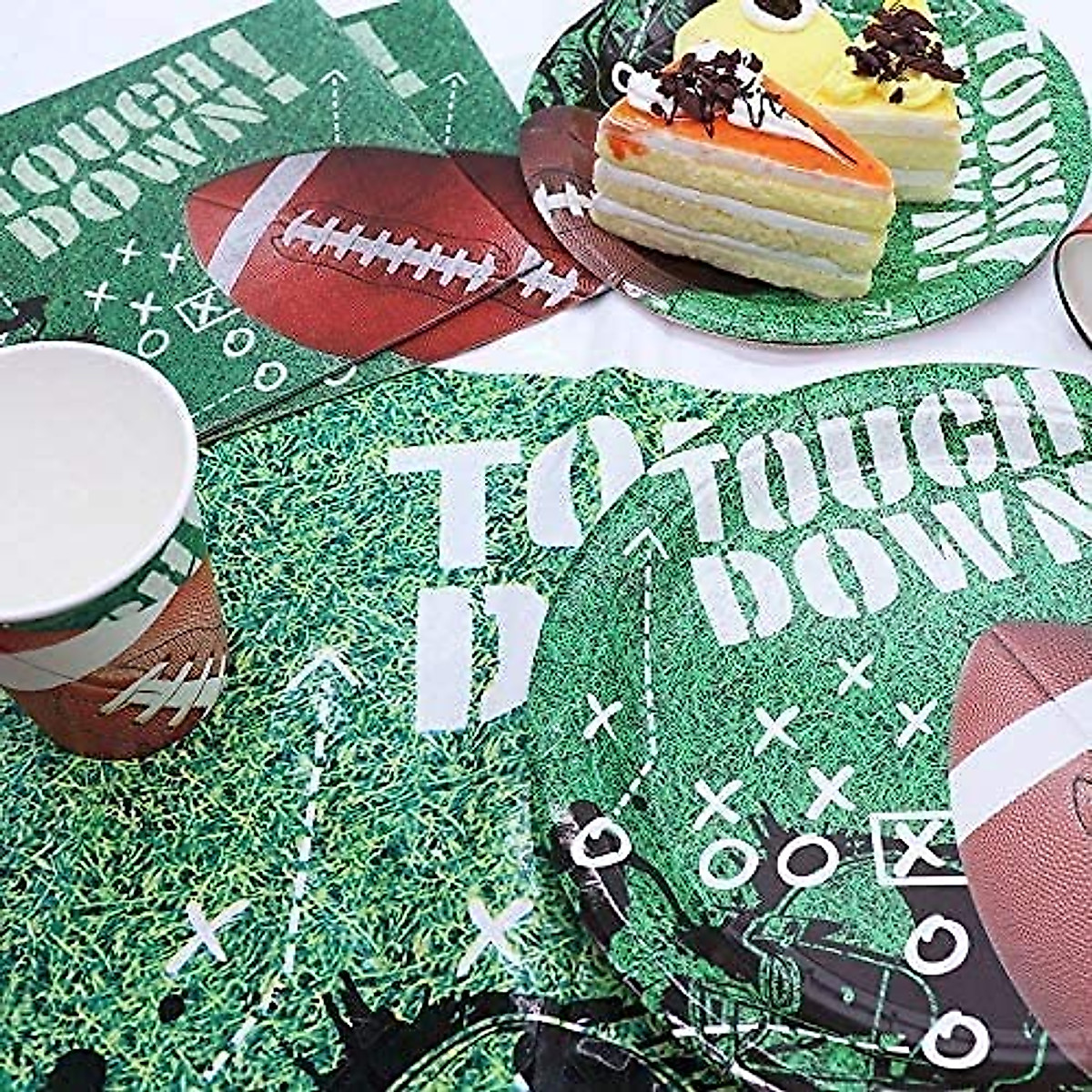 Football Party Decorations Football Birthday Party Decorations Football Party Plates Napkins Cups Tablecloth Balloons Banner for Football Touchdown Game Day Tailgate Party Supplies