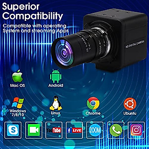 ALPCAM USB Camera VGA 100fps Webcam 10X 5-50mm Varifocal Lens USB Camera,2MP USB Zoom Conference Camera with CMOS OV2710 Sensor,Full HD 1080P UVC Webcame for Android Windows Mac Linux Raspberry Pi