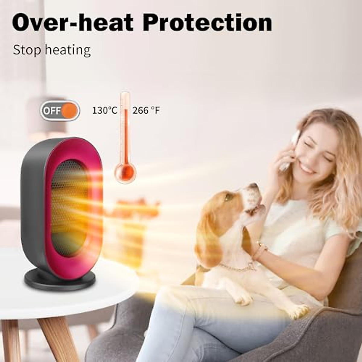 Sendowtek Portable Space Heater Indoor, Mini Electric Heater Fan 10" Tall with 3 Mode Adjustable, Overheating/Tip-over Protection PTC Small Ceramic Desk Heater for Office Home Use