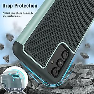 BNIUT for Samsung Galaxy A13 5G Case: Dual Layer Protective Heavy Duty Cell Phone Cover Shockproof Rugged with Non Slip Textured Back - Military Protection Bumper Tough - 6.5inch (Green)