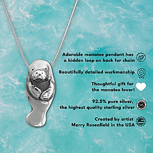 The Magic Zoo Manatee Sterling Silver Pendant – Handcrafted in the USA – Manatee Jewelry for Women