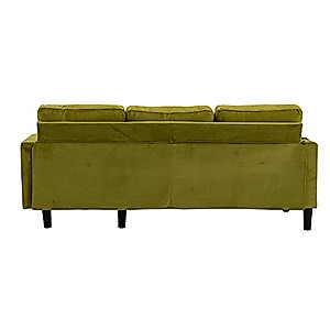 Eafurn Sectional Pull Out Bed, PU Leather Upholstered 3 Seats Sleeper Reversible Chaise Lounge w/Storage, Modern Design 72" L-Shaped Corner Sofa & Couches for Living Room, Olive