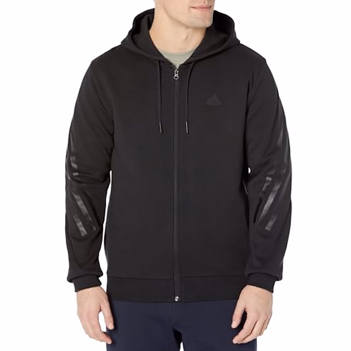 adidas Men's Future Icon 3-Stripes Full-Zip Hoodie, Black/Black, Small
