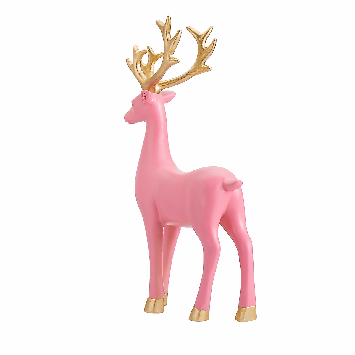 BULINGNA 2PCS Christmas Reindeer Figurines Sitting & Standing Deer Resin Statues Home Decor Creative Elk Decor for Cabinet, Office, Desktop (One Size, A-Pink)