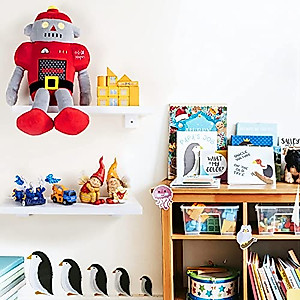 Annecy Floating Shelves for Wall,16 Inch White Rustic Solid Wood Shelves Set of 2, DIY Assembly White Floating Shelves for Bedroom,Bathroom Wall Decor and Kitchen Wall Storage