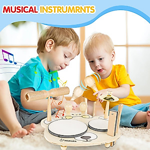 Toddler Musical Instruments Set, 9 in 1 Wooden Percussion Instruments for Toddlers, Montessori Musical Instruments for Boys Girls Early Learning