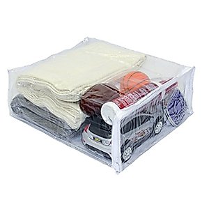 Oreh Homewares Heavy Duty Vinyl Zippered (Clear) Storage Bags (9" x 11" x 4") for Dresses, Shirts, Pants, Fabrics (1.7 Gallon) 5-Pack