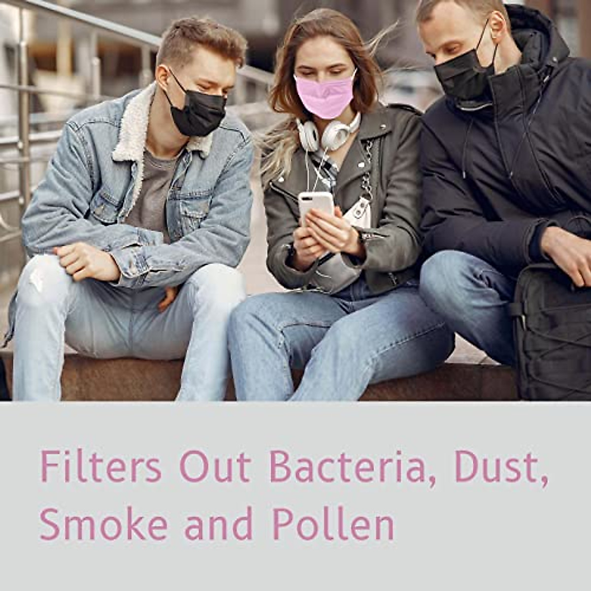 BH Supplies 2400 PCs Bulk Face Mask (48 Packs, 50pcs/Pack), Non Woven Thick 3-Layers Breathable Facial Masks with Adjustable Earloop, Mouth and Nose Cover -Pink