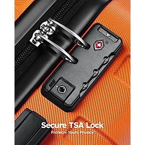 Suitour Luggage 3 Piece Sets Hard Shell Luggage Set with Spinner Wheels, TSA Lock, 20 24 28 inch Travel Suitcase Sets, Orange