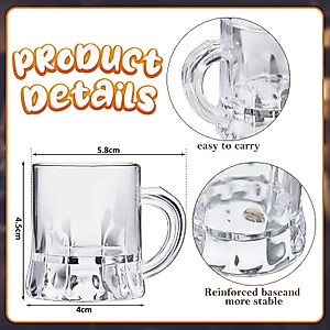 Meanplan Mini Beer Mugs Bulk Shot Glasses Beer Glasses Set 1oz Small Clear Beer Stein with Handles Mini Tasting Whiskey Cups for Drinking Beer Festival Birthday BBQ Bar Party(12 Pieces, Plastic)
