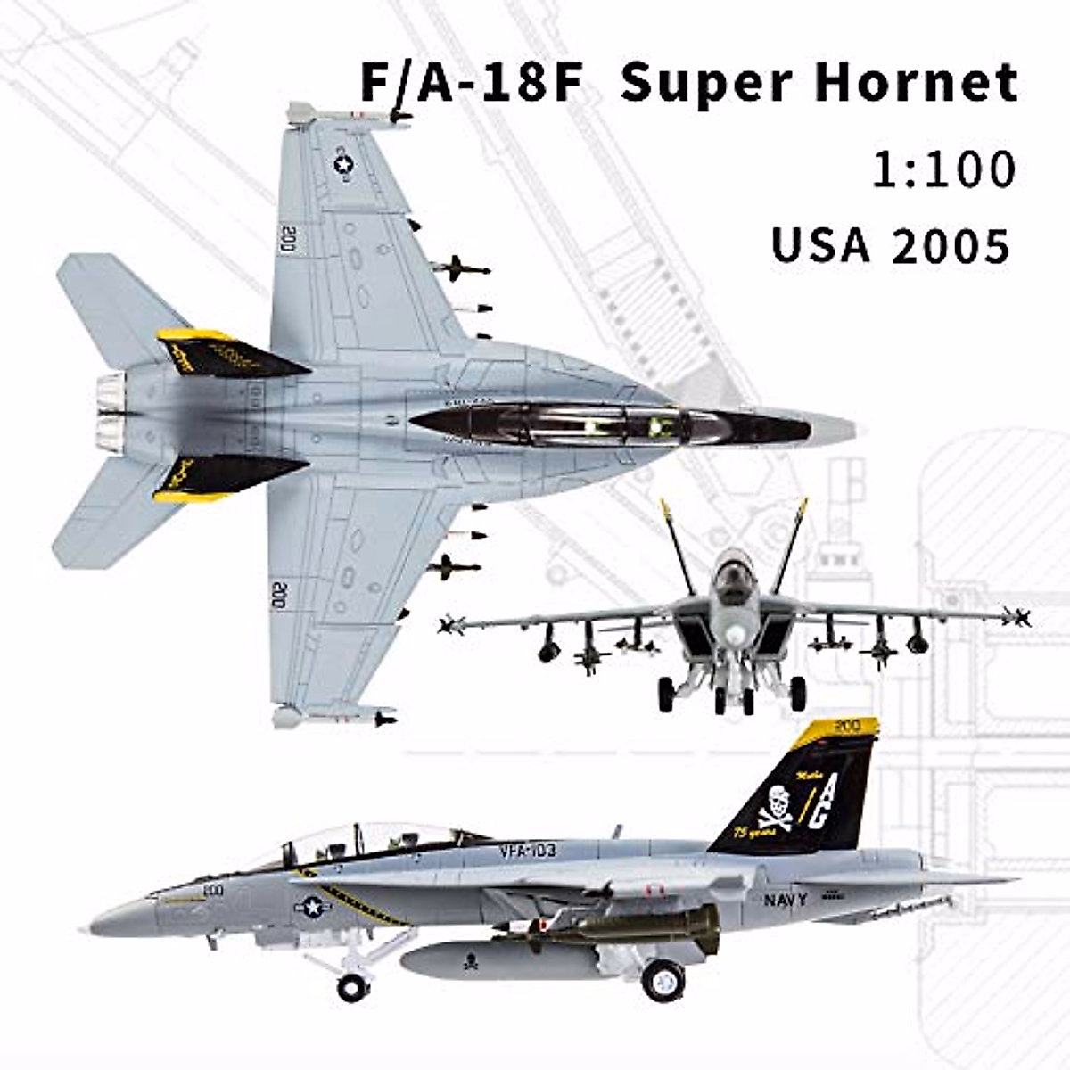 Lose Fun Park 1:100 F/A-18 Hornet Strike Fighter Attack Diecast Military Planes Matel Model Airplane with Stand