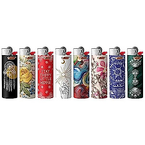 BIC Maxi Pocket Lighter, Special Edition Bohemian Collection, Assorted Unique Lighter Designs, 50 Count Tray of Lighters