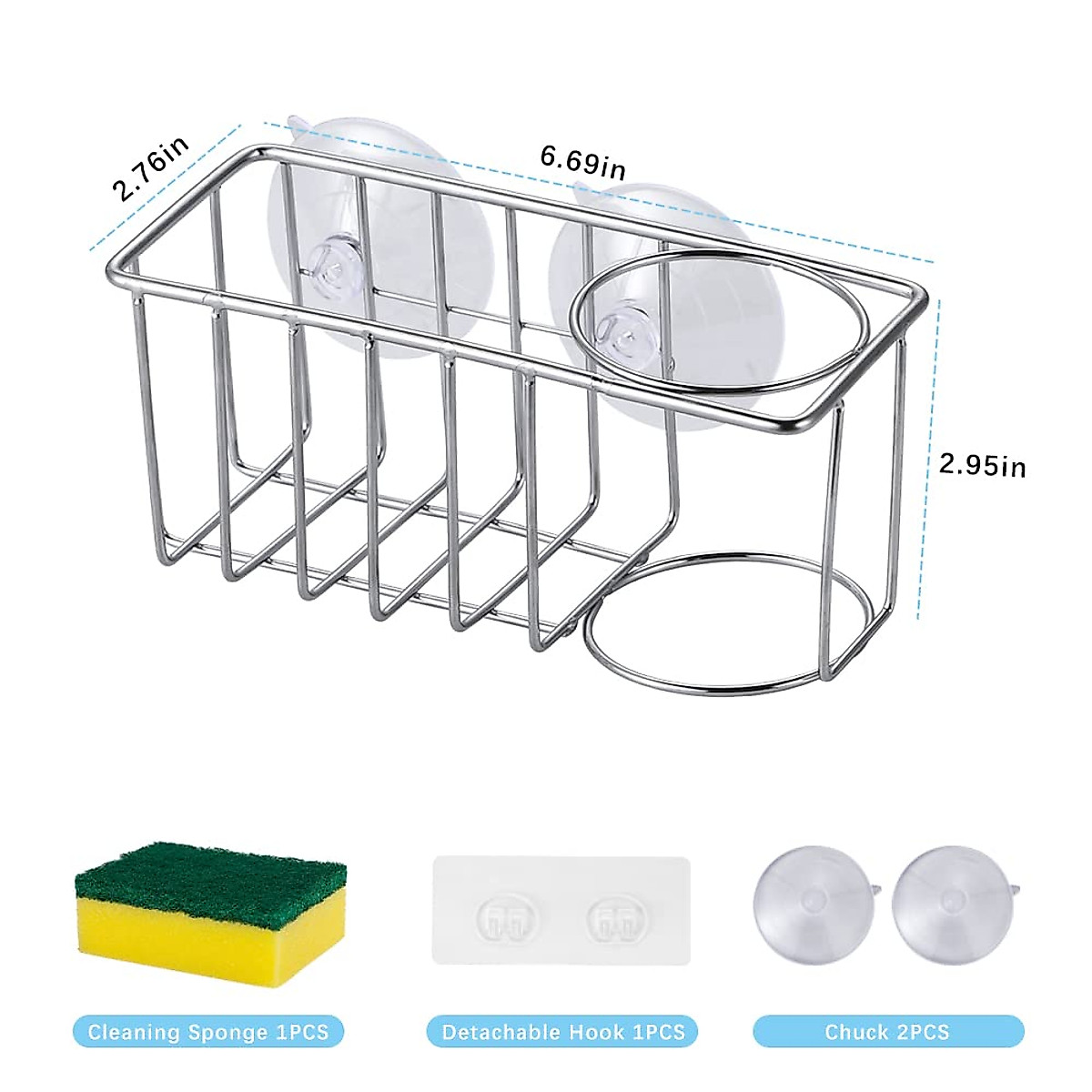 Vanleonet Sponge Holder Sink Caddy ,Sponge Holder for Kitchen Sink,Kitchen Sink Suction Holder for Sponges, Scrubbers, Soap, Kitchen, Bathroom