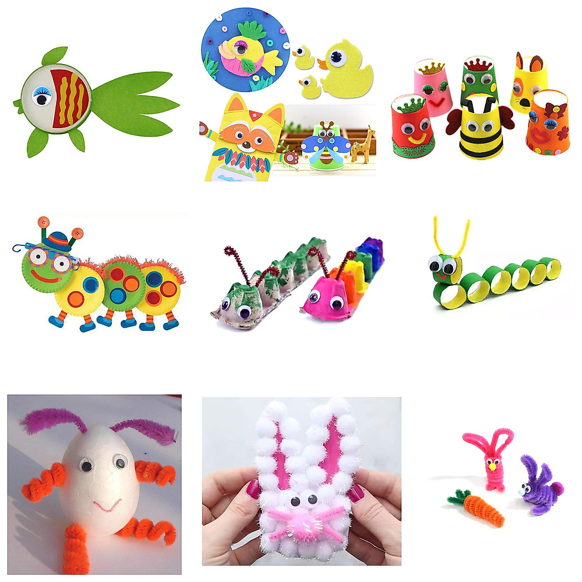 TOAOB 150pcs 10mm Plastic Wiggle Googly Eyes Self Adhesive Black Round Sticker Eyes DIY Arts Crafts Scrapbooking Accessories