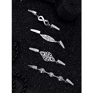 4 Pieces Vintage Sweater Shawl Clips Retro Cardigan Collar Clips Dress Shirt Brooch Clips for Women Wearing, 4 Styles(Vintage Style)