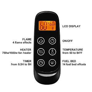 PuraFlame Electric Fireplace Remote for in Wall Recessed Alice Series