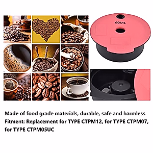 BstXqty Coffee Capsule, Reusable Coffee Capsule Cup with Removable Filter Pink Capsule Filter Bottom Grooves with Unique Sealing Design for Most Coffee Machines(60ml)