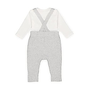 Hope & Henry Layette Baby Long Sleeve Rib Knit Bodysuit and Sweater Overall 2-Piece Set