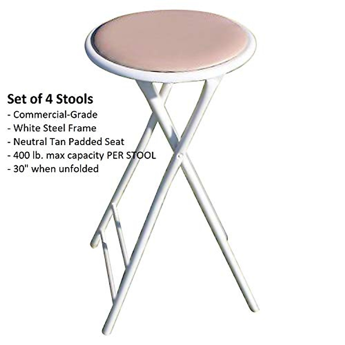 Best of Times 13169W2507 Set of (4) Martini 30" Portable Padded Bar Stools, Fabric Slip Covers with Your Choice of Design, Easily Folds, Set of 4, Black