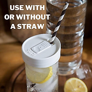 iLIDS Mason Jar Drink Lid, Regular Mouth, Black, Pack of 2