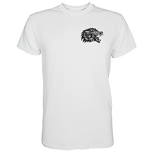 Combat Iron Men's Graphic Short Sleeve T-Shirt | Tactical Athlete Training Club Wolf Edition Mens Novelty Tee | White, X-Large