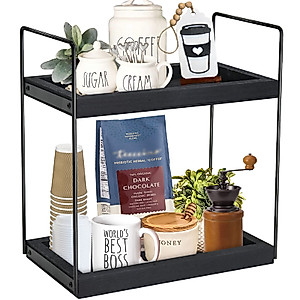 Y&ME YM Coffee Bar Accessories Organizer and Storage Countertop, Coffee Station Organizer, Coffee Bar Organizer Station for Coffee Bar Decor , Bathroom Counter Organizer for Storage,Black
