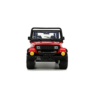 Jada Toys Just Trucks 1:24 1992 Jeep Wrangler Die-cast Car Red/Black with Tire Rack, Toys for Kids and Adults