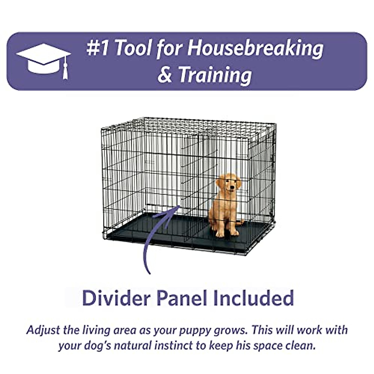 MidWest Homes for Pets Newly Enhanced Single & Double Door iCrate Dog Crate, Includes Leak-Proof Pan, Floor Protecting Feet , Divider Pane l & New Patented Features