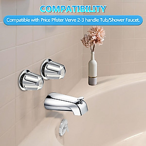 Enhon Faucet Handles, 2 Piece Hot and Cold Faucet Knobs Compatible with Price Pfister Verve Tub Shower, Include 2 Faucet Handles and 2 Screws for Remodeling Trim (Chrome)