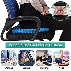 Helishy Gel Enhanced Seat Cushion - 17.5x17.5inch Extra Large Double Thick Seat Cushion with Non-Slip Cover for Tailbone Pain - Office Chair Car Seat Cushion - Sciatica & Back Pain Relief