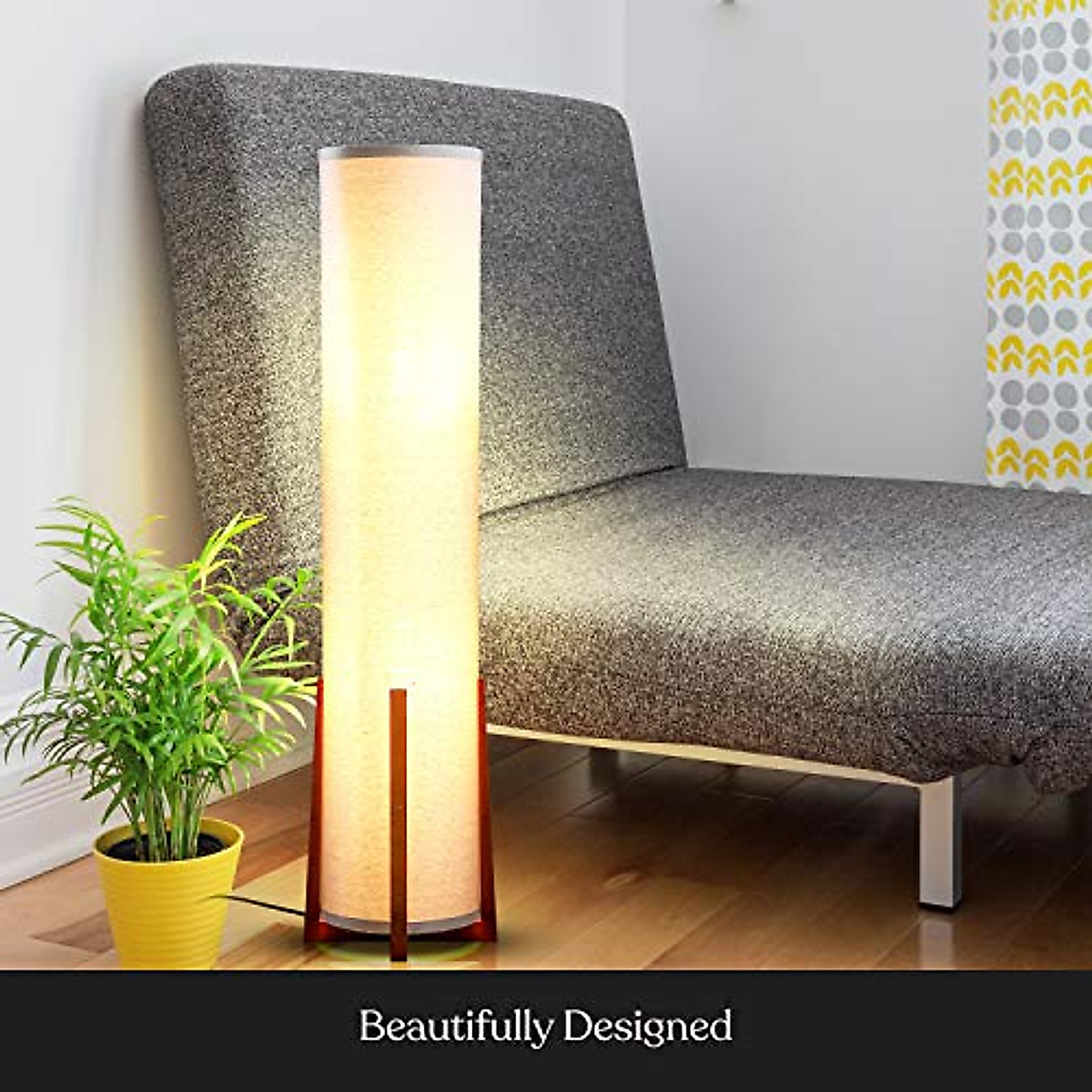 Brightech Parker LED Floor lamp, 48 Inches Tall Lamp with Wood Frame, Asian Design Lamp for Bedroom, Decorative Tower Shade Lamp for Living Rooms & Offices, Great Living Room Décor