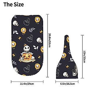 AuHomea Halloween Pattern in Black Skulls Newborn Swaddle Blanket Soft Unisex Infant Swaddle Wrap Blanket Baby Receiving Blanket with Beanie Hat for Boy and Girl
