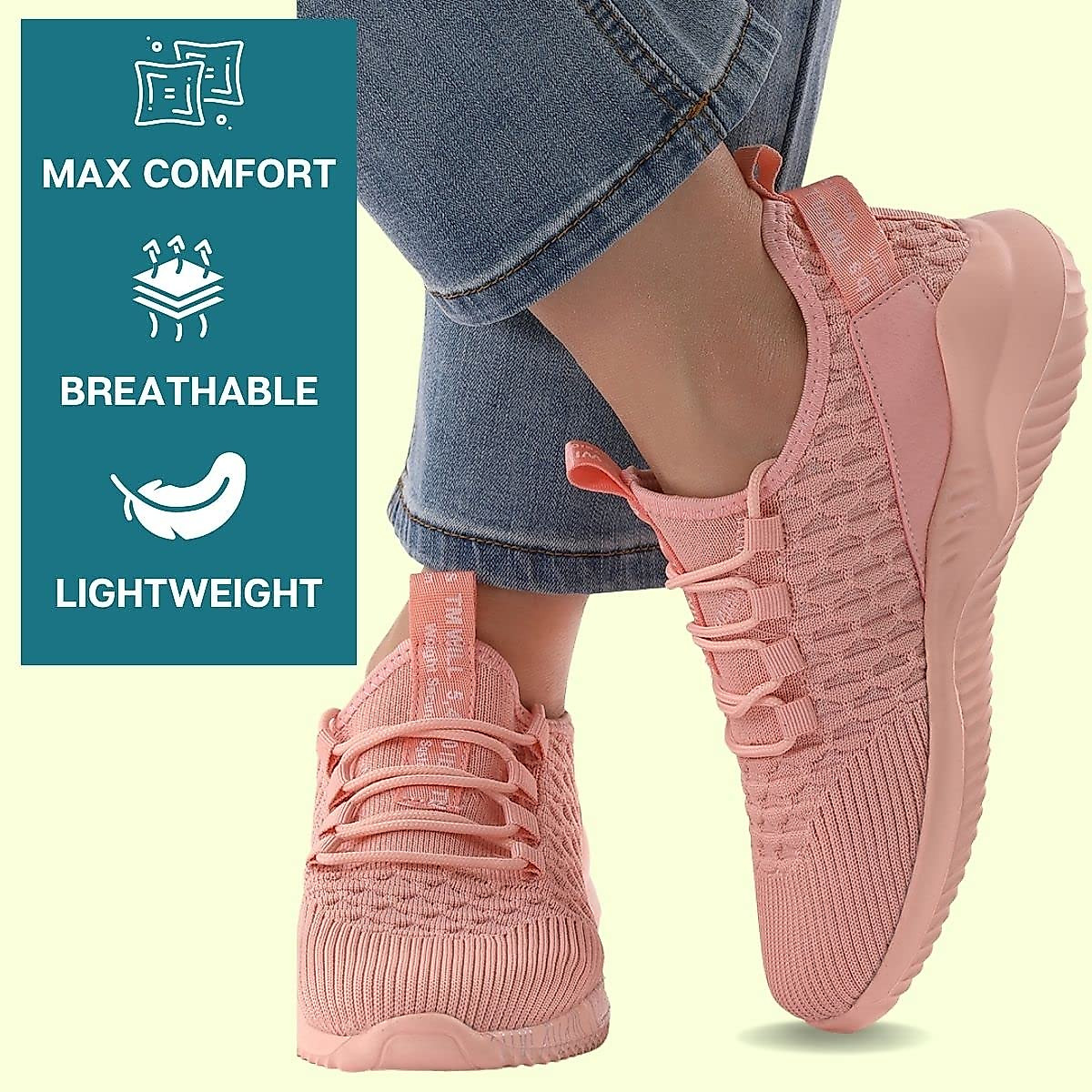 Omega Walk Women's Running Shoes | Stylish & Comfortable Walking Shoes for Women | Lightweight | Breathable | Slip-on Mesh Sneakers | Tennis Shoes | Perfect for Walking Travelling & Standing all-day