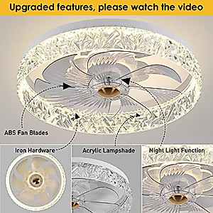 Fszdorj 2023 Upgraded Ceiling Fan F098 White Ceiling Fans with Lights App & Remote Control, Timing & 3 Led Color Led Ceiling Fan, 6 Wind Speeds Modern Ceiling Fan for Bedroom, Living Room, Small Room