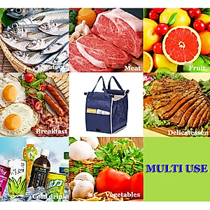 2Pack Insulated Reusable Grab Shopping Bag Collapsible Grocery Shopping Tote Bags with Handles,Clip on Shopping Cart As Seen On TV