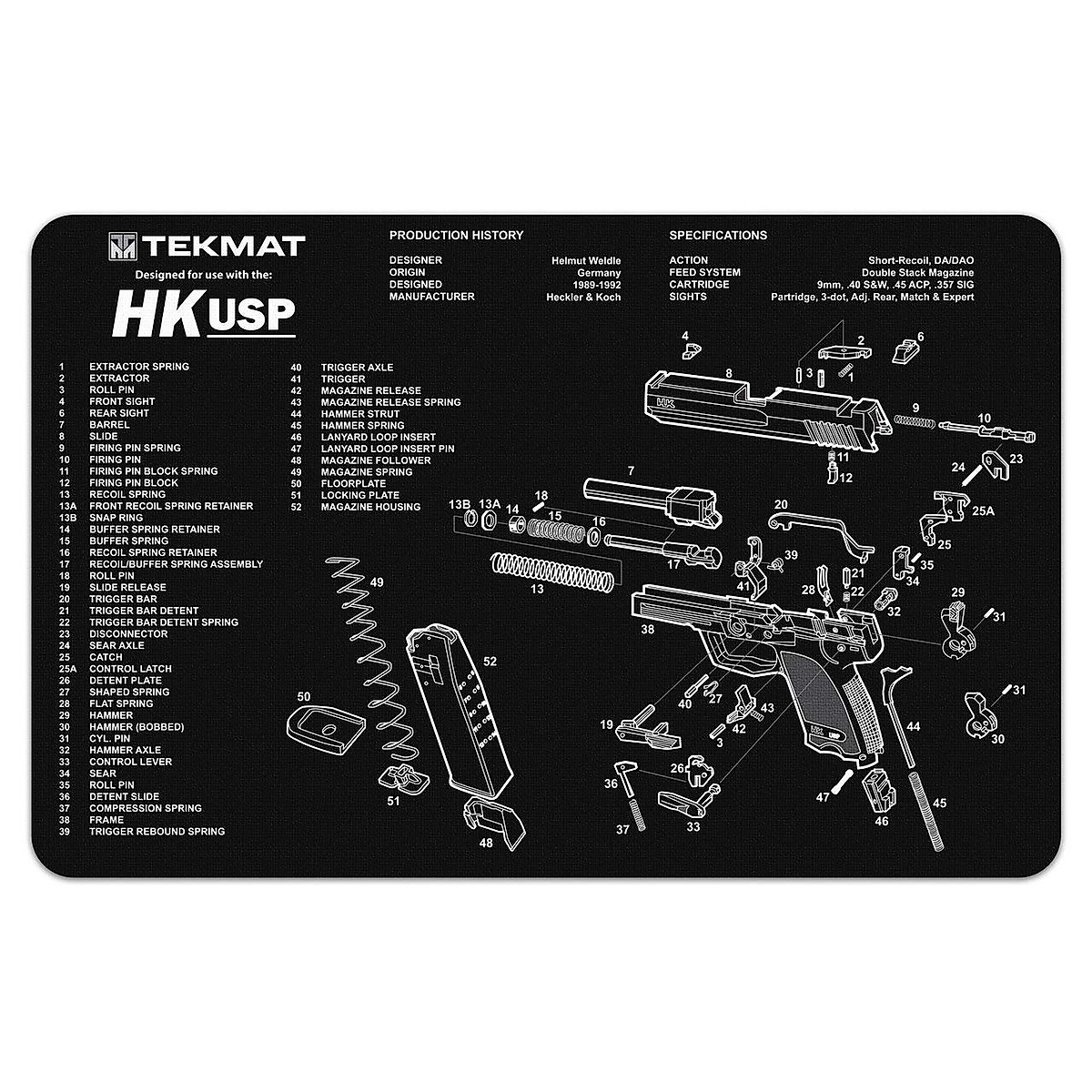 TekMat Heckler & Koch – USP Gun Cleaning Mat,Black