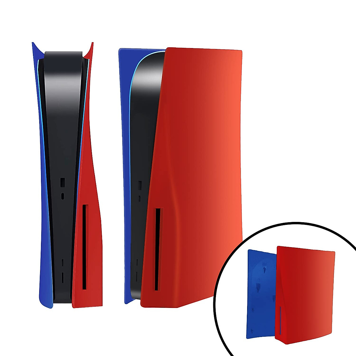 for Console, Hard Replacement Panels Plate Shell for PlayStation 5 Console Blu-Ray Edition, ABS Anti-Scratch Dust-Proof Protective Cover Faceplate Case Accessories for PS5 (Blue&Red)