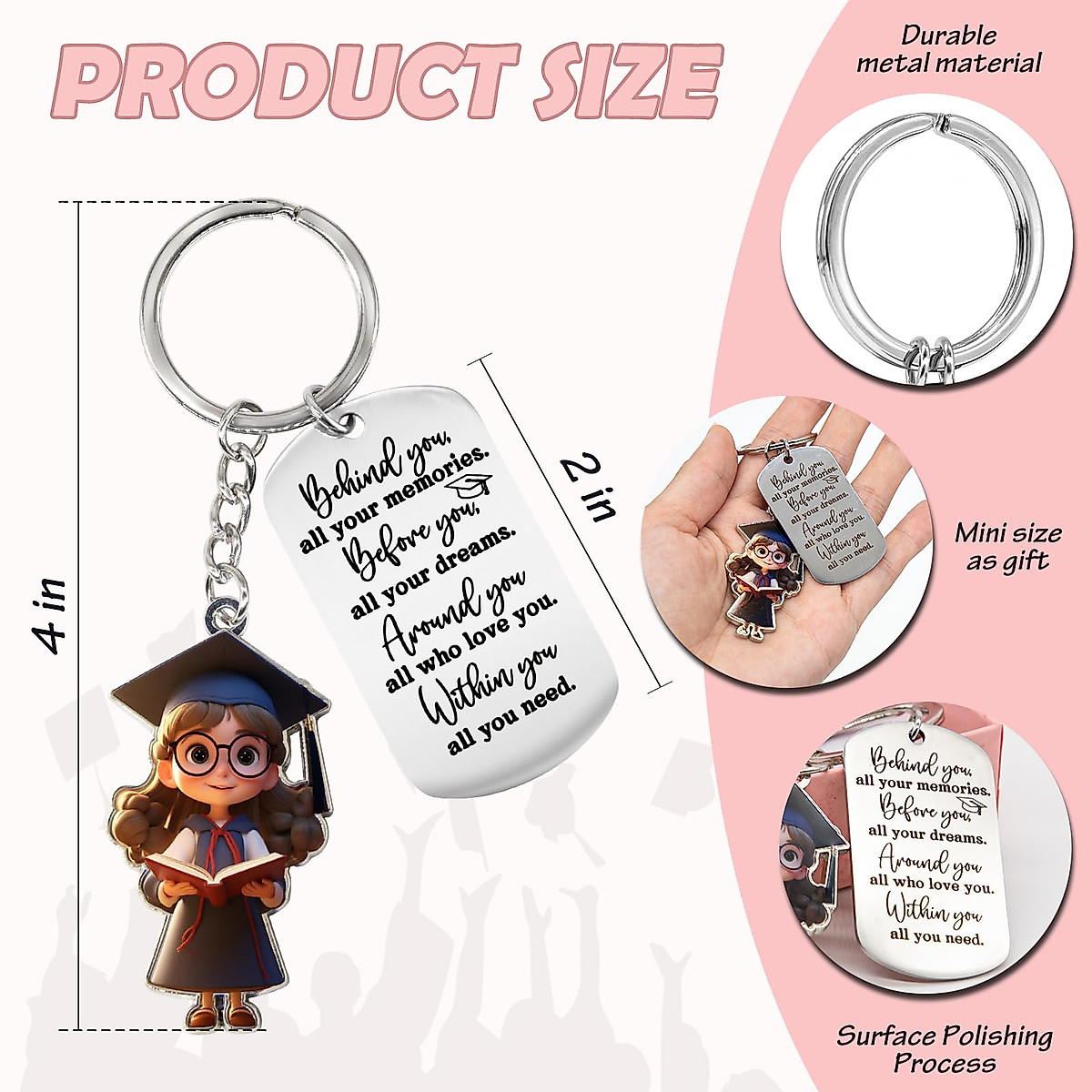 sewrung Class Of 2024 Graduation Gifts - Keychain for Her Seniors Students Masters Nurses Students College High Student (Girls)