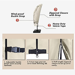 Porch Shield Patio Umbrella Cover - Outdoor Waterproof Garden Offset Banana Parasol Cover Fits Cantilever Offset Umbrella 12-14 Feet, Beige