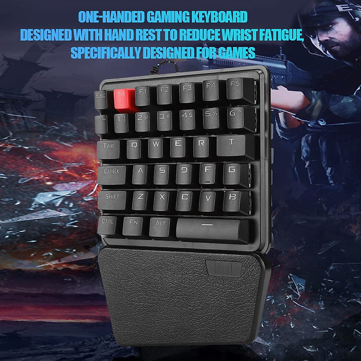 fosa1 One Handed Gaming Keyboard with Hand Rest,One Handed RGB Mechanical Gaming Keyboard, Left Handed Mechanical Keypad Support Mobile Game Connection,36 Keys,USB