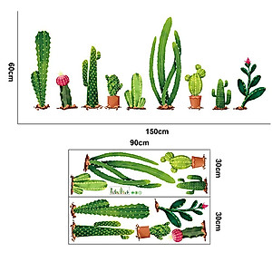 Mendom Cactus Wall Decal Green Plants Wall Sticker,Peel and Stick Removable DIY Giant Plants Wall Decals or Kids Bedroom Nursery Room Sofa Background Wall Decoration