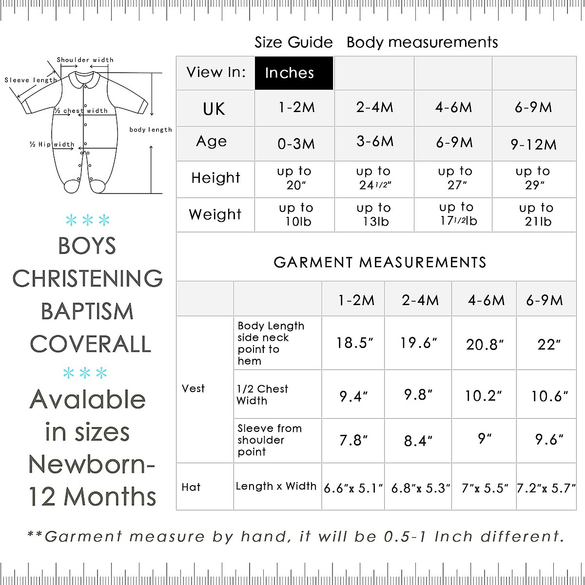 Booulfi Baby Boy Baptism Outfit Boys Christening Outfits Baby Boy Clothes 3-6 Months Newborn Boy Outfits Long Sleeves Baby Romper Hat BowTie 3 Pcs Baby Boy Clothing Set