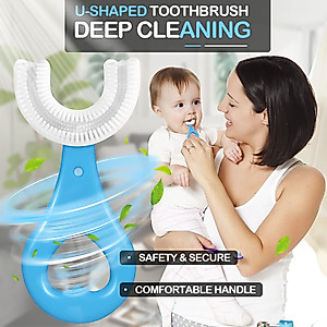 U Shaped Toothbrush Kids,2 Pack U Shaped Toothbrush Kids,Kids u-Shaped Toothbrush Age 2-6,Food Grade Soft Silicone Brush Head ,360 Whole Mouth Toothbrush for Toddlers and Children (S(Ages 2-6))