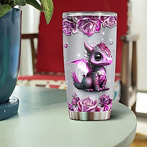 WONWIX Personalized Dragon Gifts for Women, Girls, Insulated Stainless Steel Coffee Cup, Travel Mug, Tumbler, Water Bottle, Perfect for Christmas, Birthday, Mother's Day, Valentine 20oz Thermos