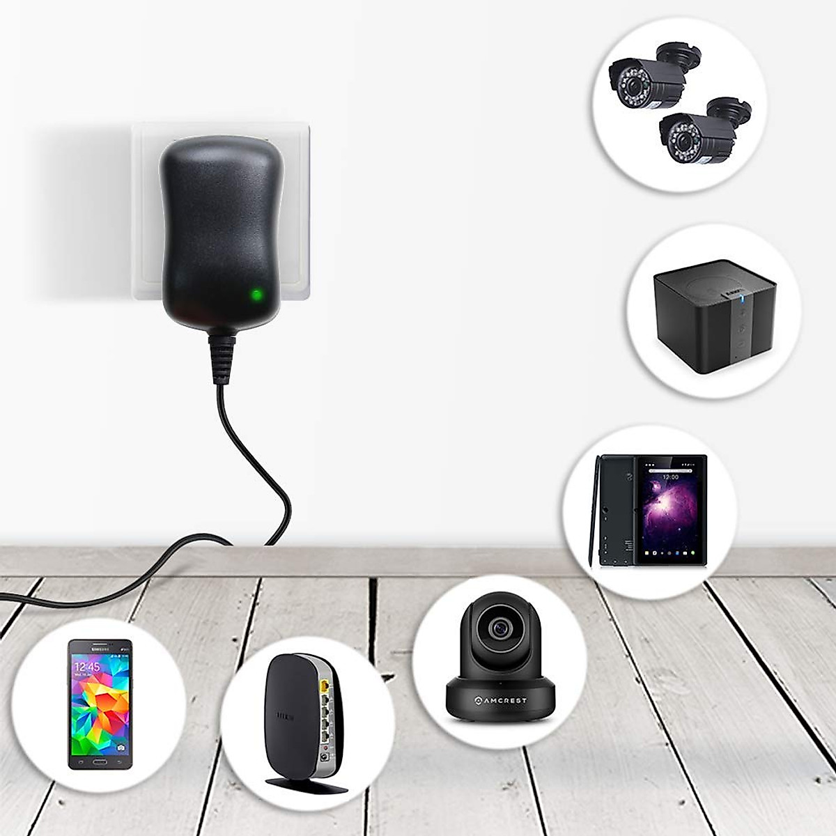 ZOZO 12W 12 Volt 1 Amp 3V 4.5V 5V 6V 7.5V 9V 12V Power Supply, Universal AC Adapter with 5.5mm x 2.1mm Barrel Plug and 8 Selectable Tips Micro USB 3.5mm Jack for MP3 MP4 Player Headphone Speaker Watch